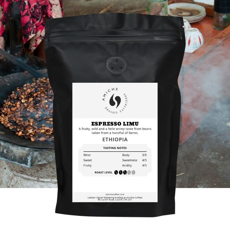 Single origin beans from Ethiopia with a fruity, wild taste